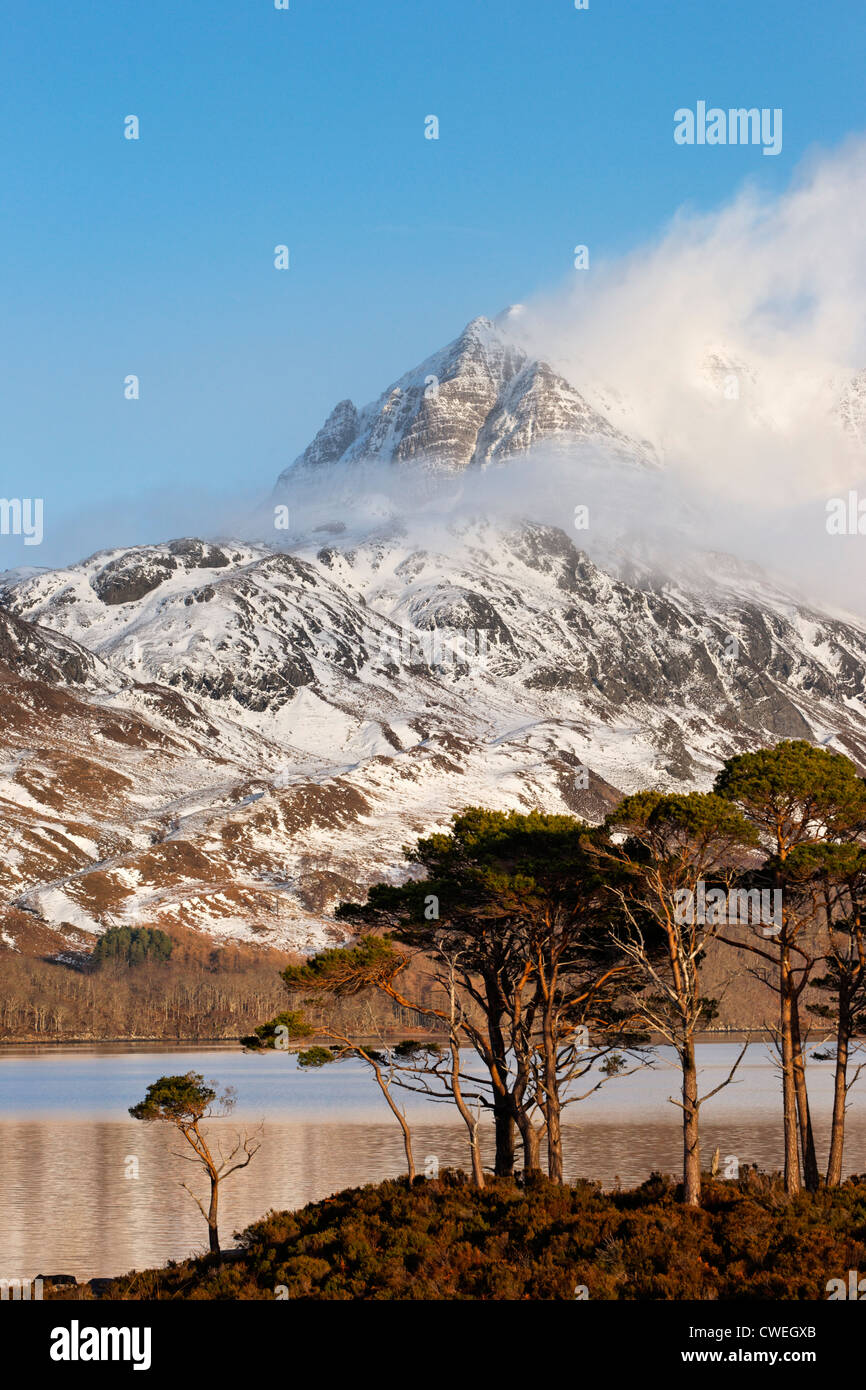 The mountain Slioch and Loch Maree, Wester Ross, Highland, Scotland, UK ...