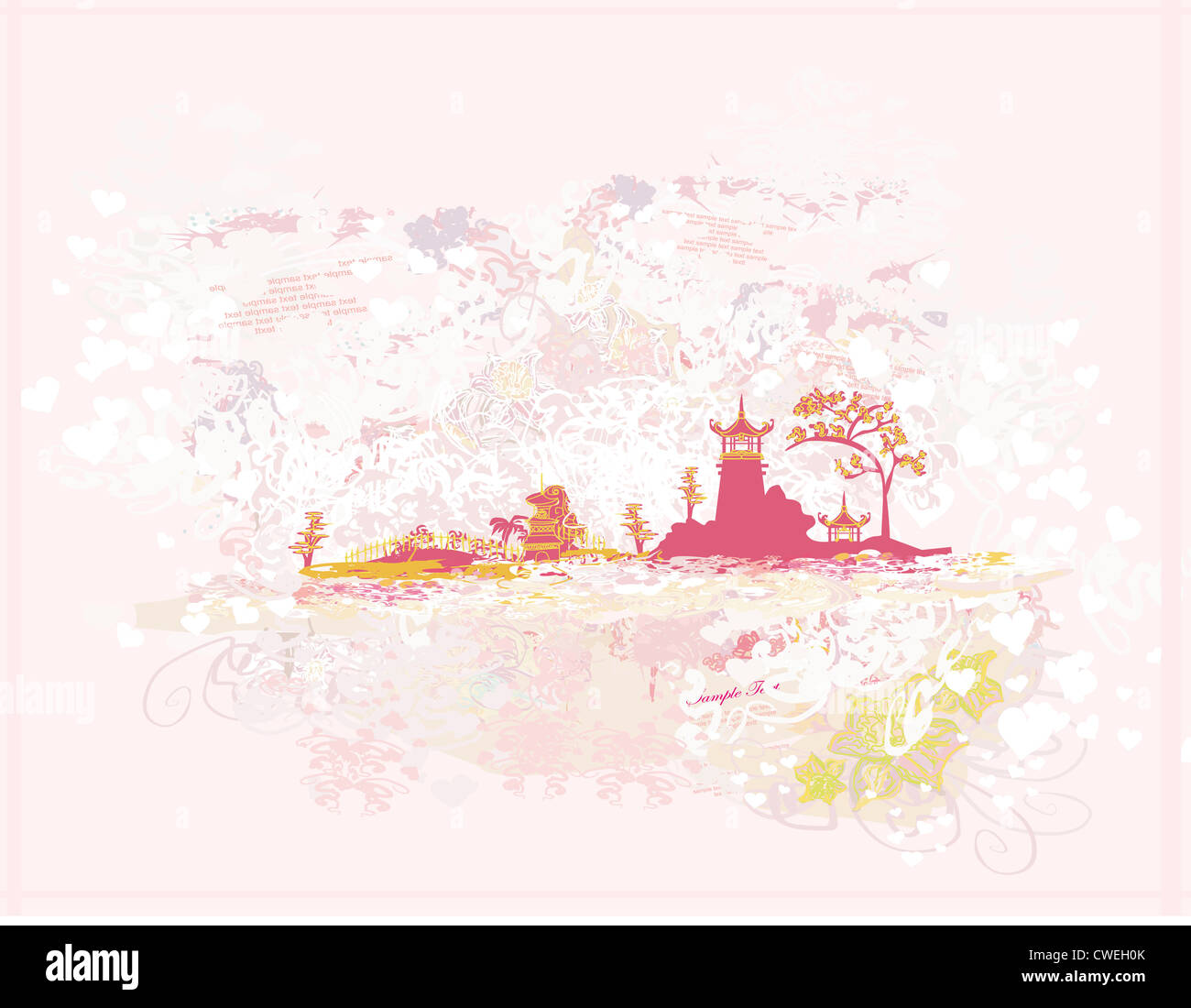old paper with Asian Landscape Stock Photo - Alamy