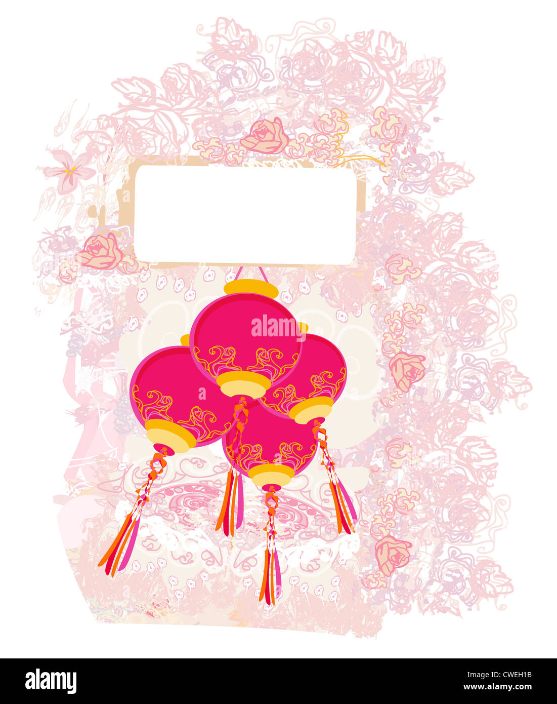 Chinese New Year card with lanterns Stock Photo - Alamy