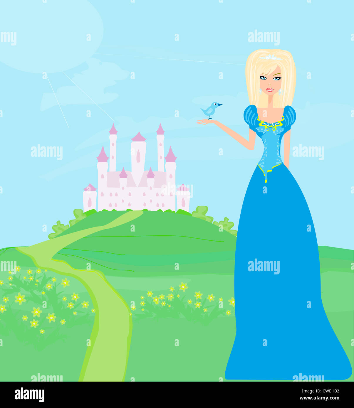 Beautiful young princess in front of her castle Stock Photo - Alamy