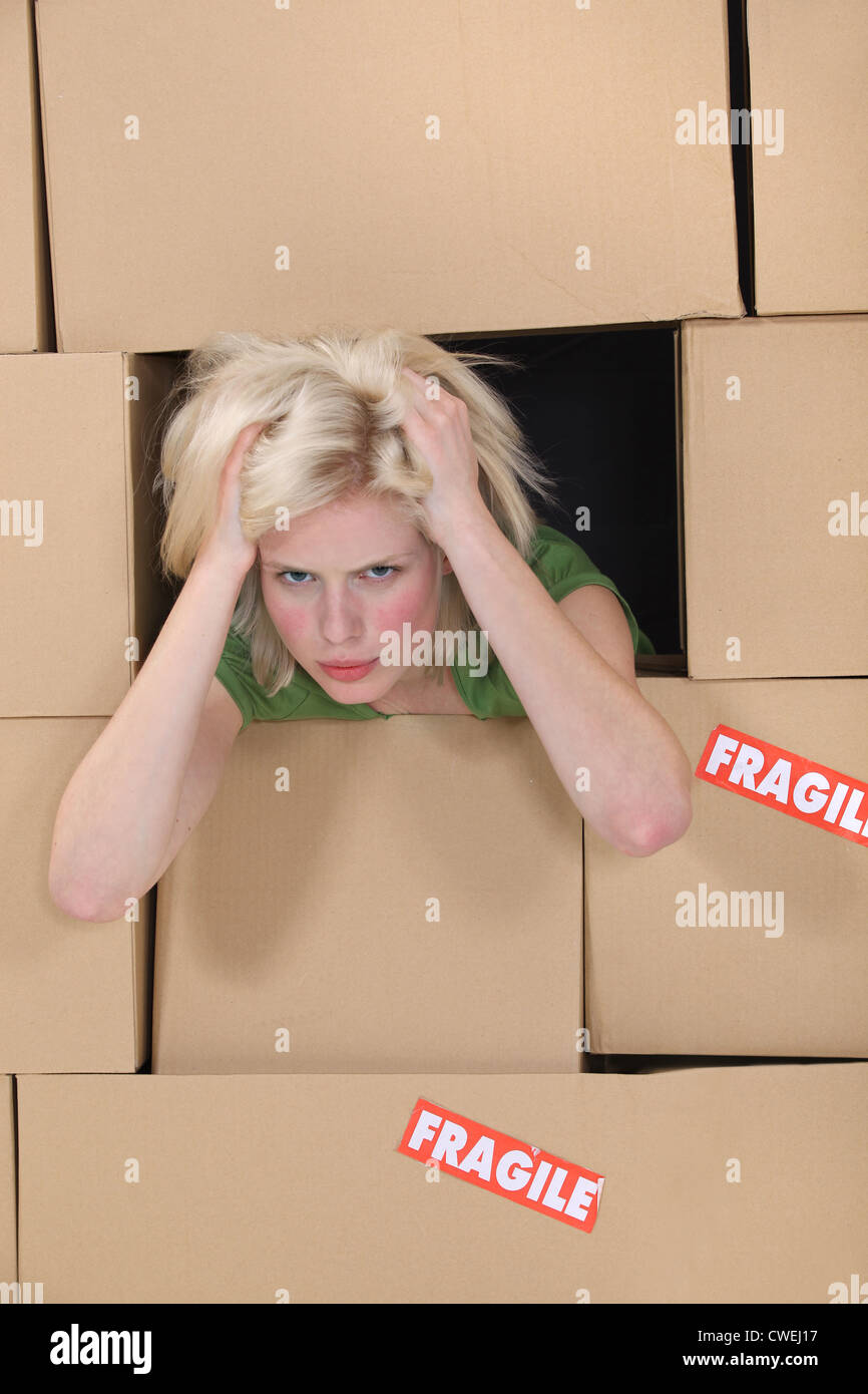 Moving house boxes dolly hi-res stock photography and images - Alamy