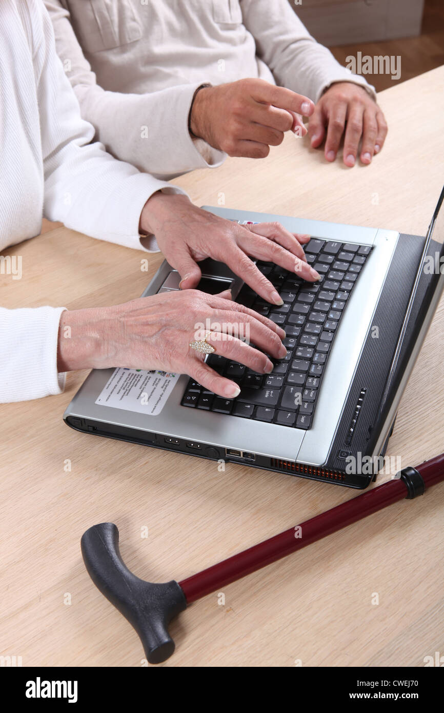 Walking typing hands woman hi-res stock photography and images - Alamy