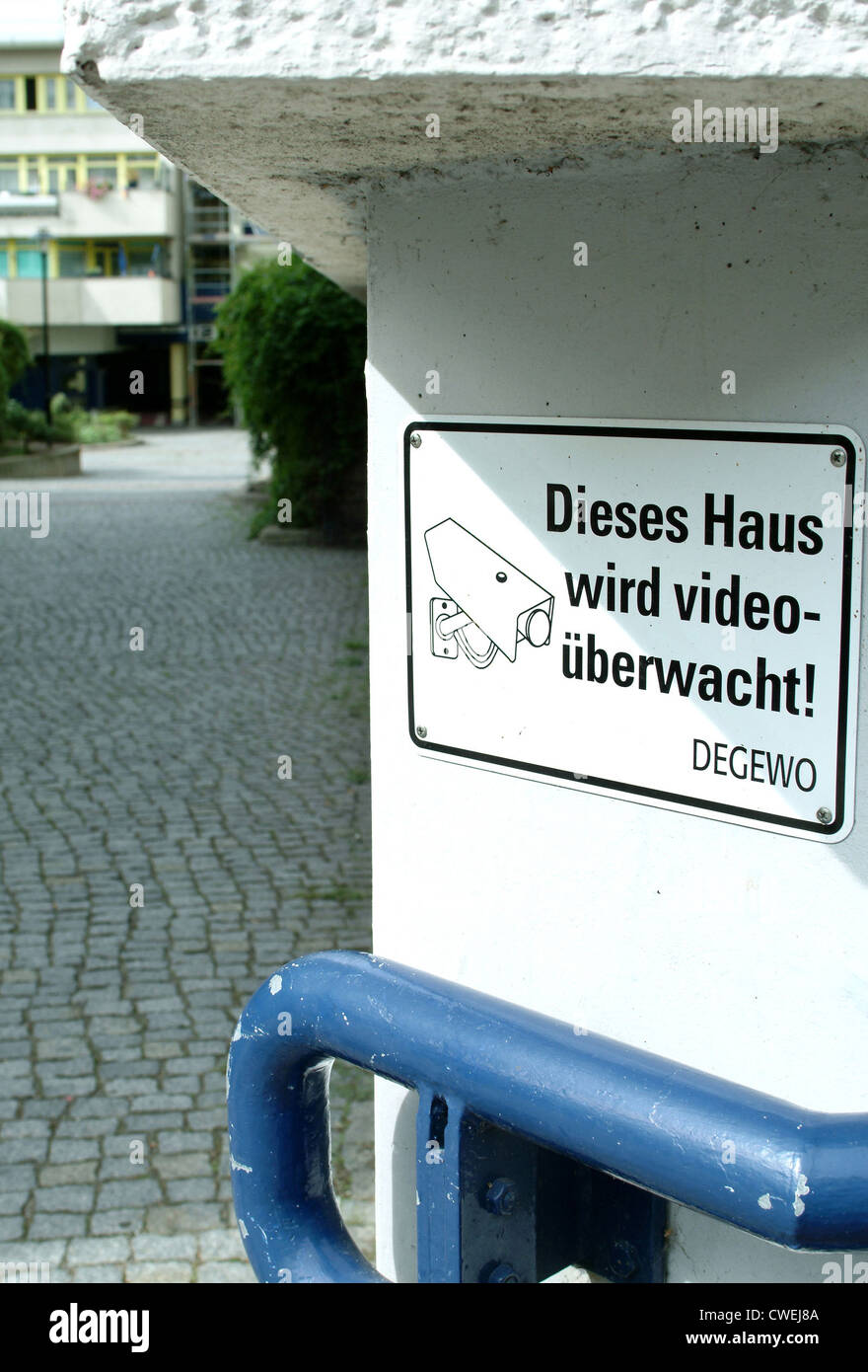 Berlin, Sign for video surveillance of a residential area Stock Photo ...