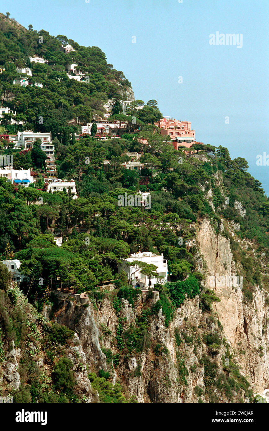 Capri, on the cliff are exclusive villas Stock Photo - Alamy