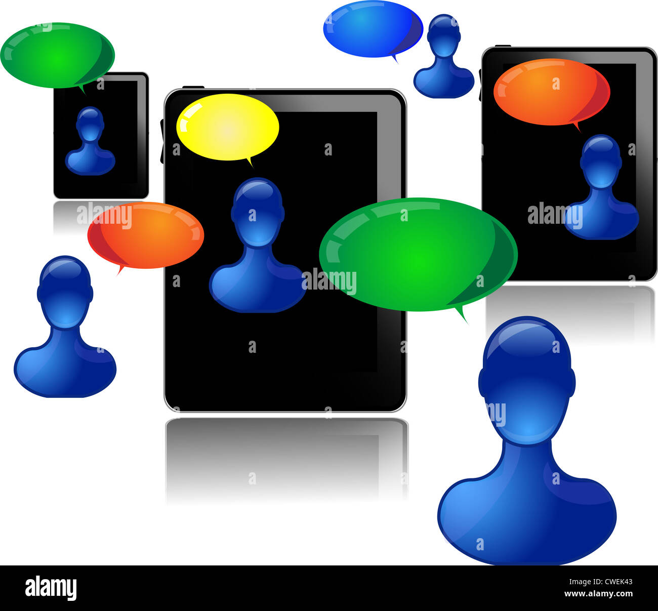 Tablet pc with people communicating Stock Photo - Alamy