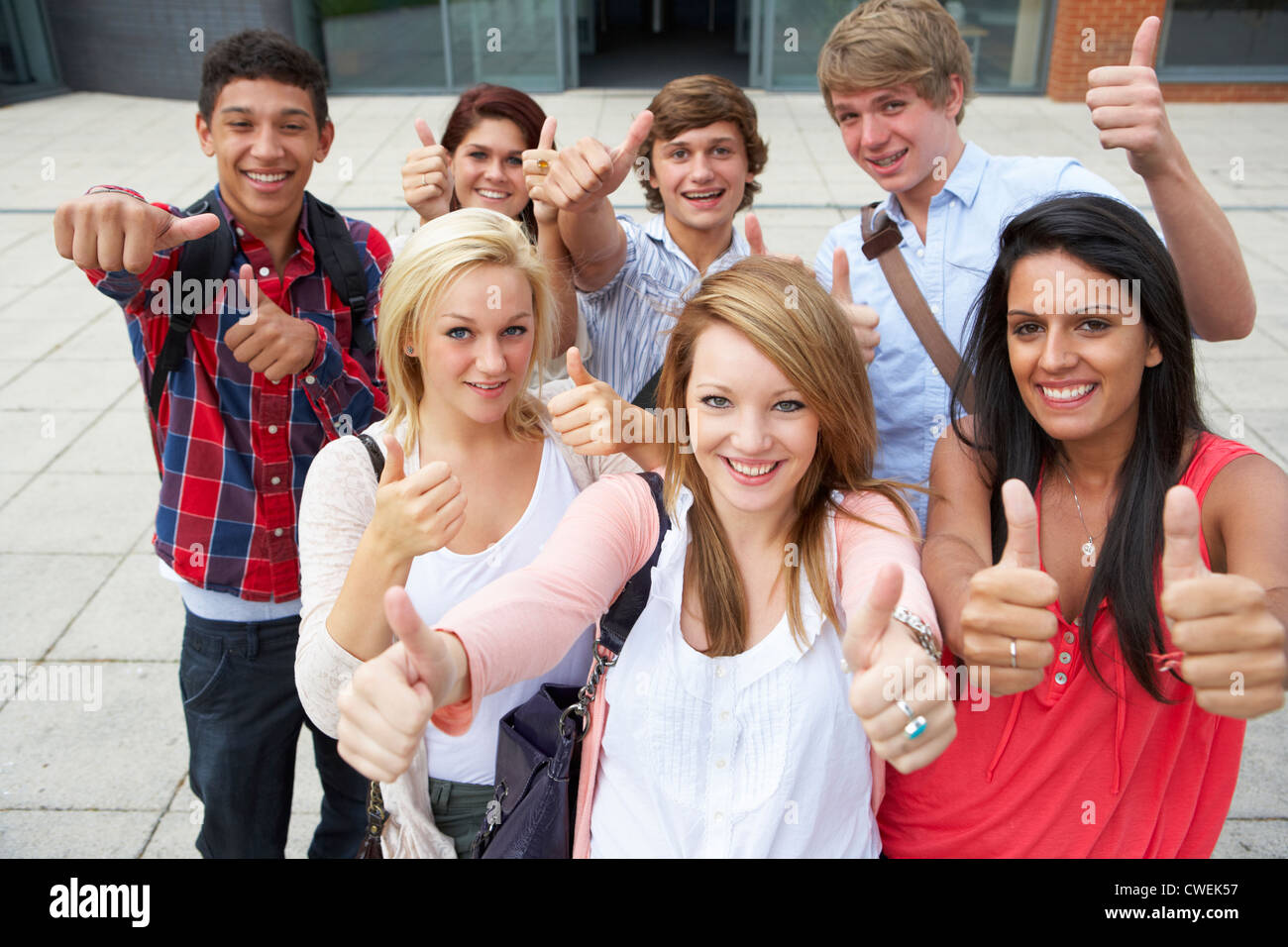 Students outside college Stock Photo - Alamy