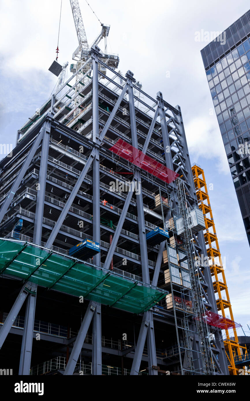 New Building Under Construction in City of London with Crane Lifting ...