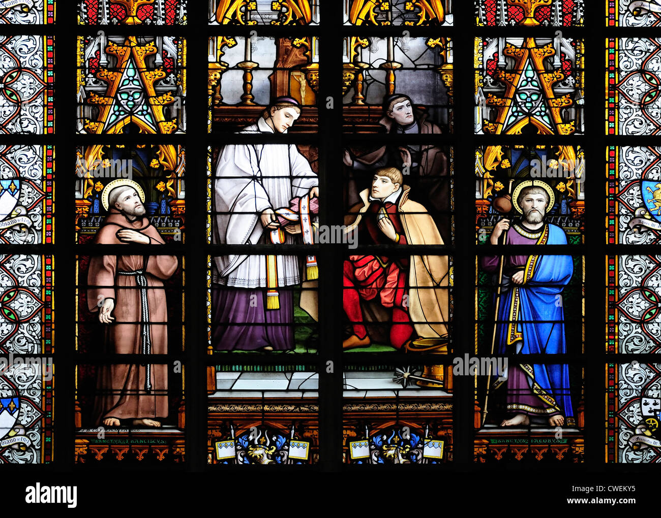 St michael stained glass window hi-res stock photography and images - Alamy