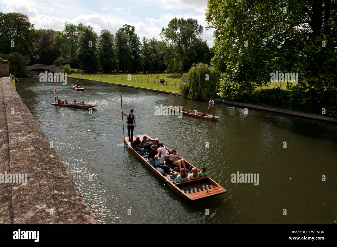 Cambridge England,UK. Punts and Punting along The Backs of the River ...