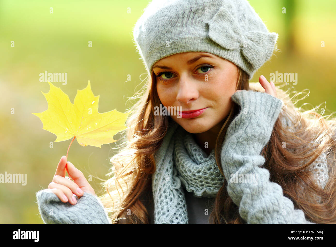 autumn woman portret in park Stock Photo - Alamy