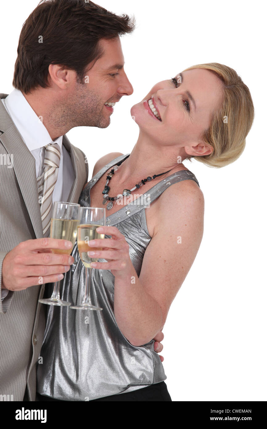 Flirtatious man and woman Stock Photo - Alamy