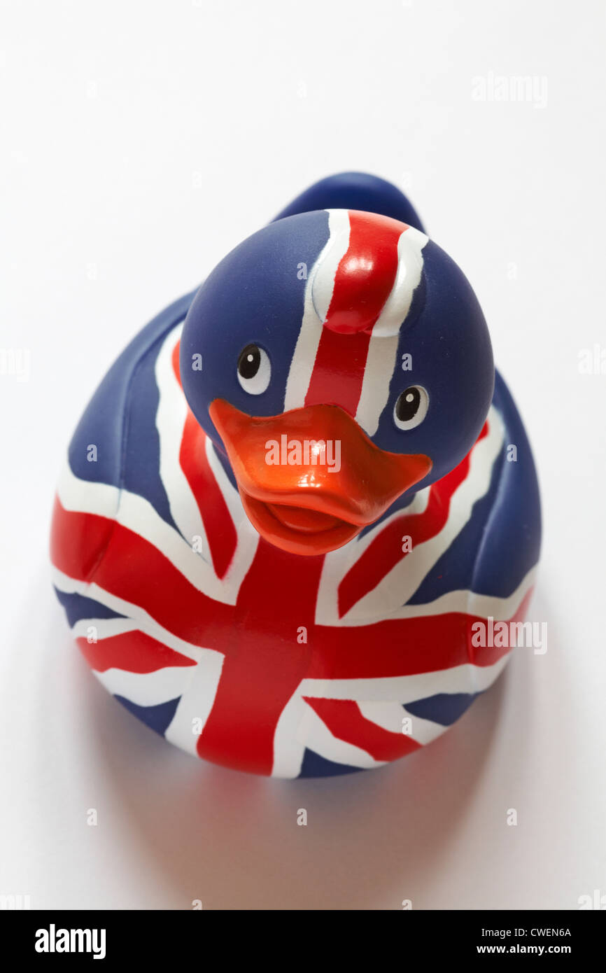 fun Union Jack rubber duck isolated on white background Stock Photo - Alamy