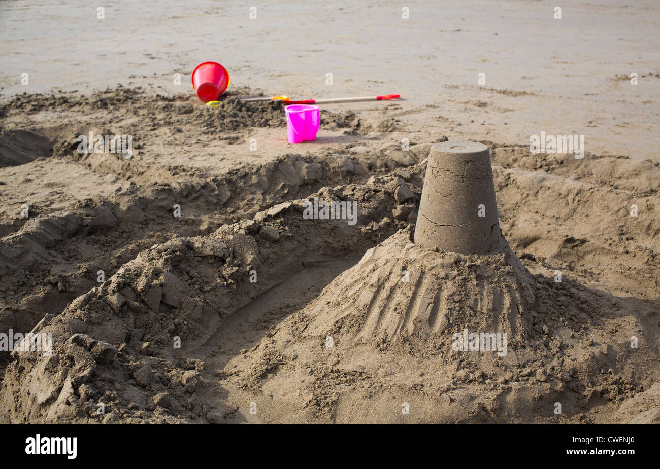Sand castle on beach with moat High Resolution Stock Photography and ...