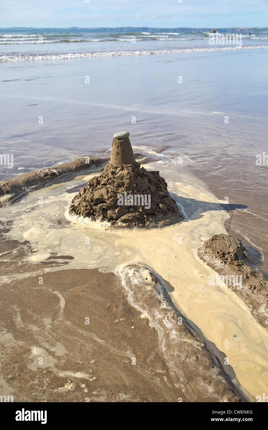 Sand castle on beach with moat hi-res stock photography and images - Alamy