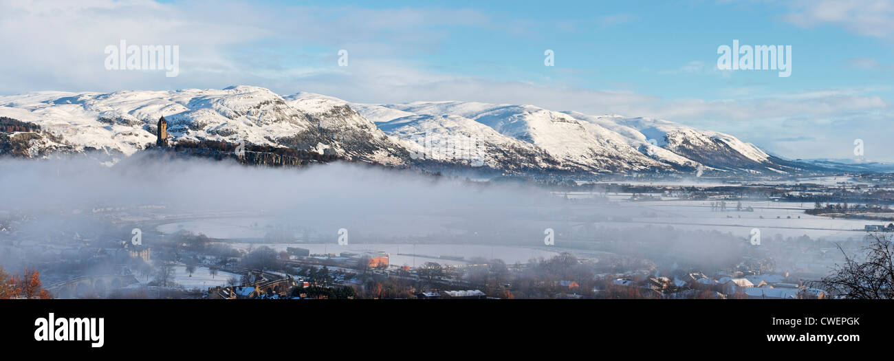 View to the Wallace Monument and Stirling Bridge with the Ochils as a ...