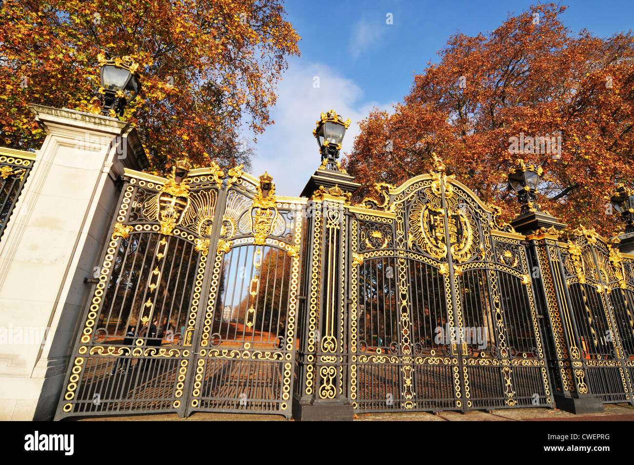 Detail of golden gate in park during autumn Stock Photo - Alamy