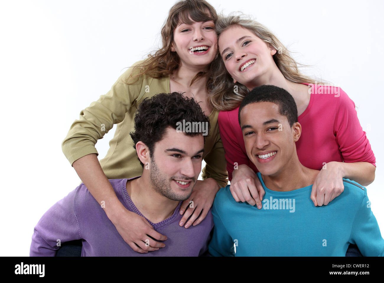 Two couple stood together Stock Photo - Alamy