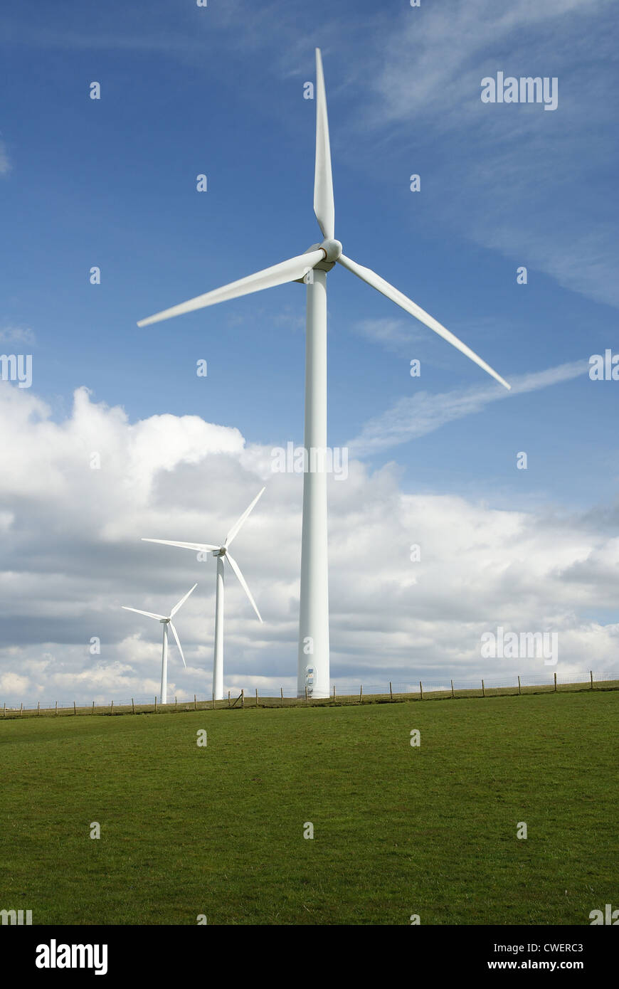Wind Turbines at the Clocaenog wind farm Llyn Brenig on the the Denbigh ...
