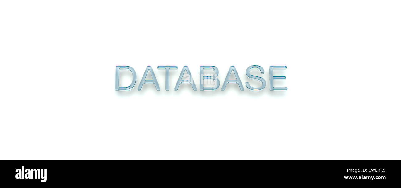 3D Key Word "DATABASE" Glass Style Stock Photo - Alamy