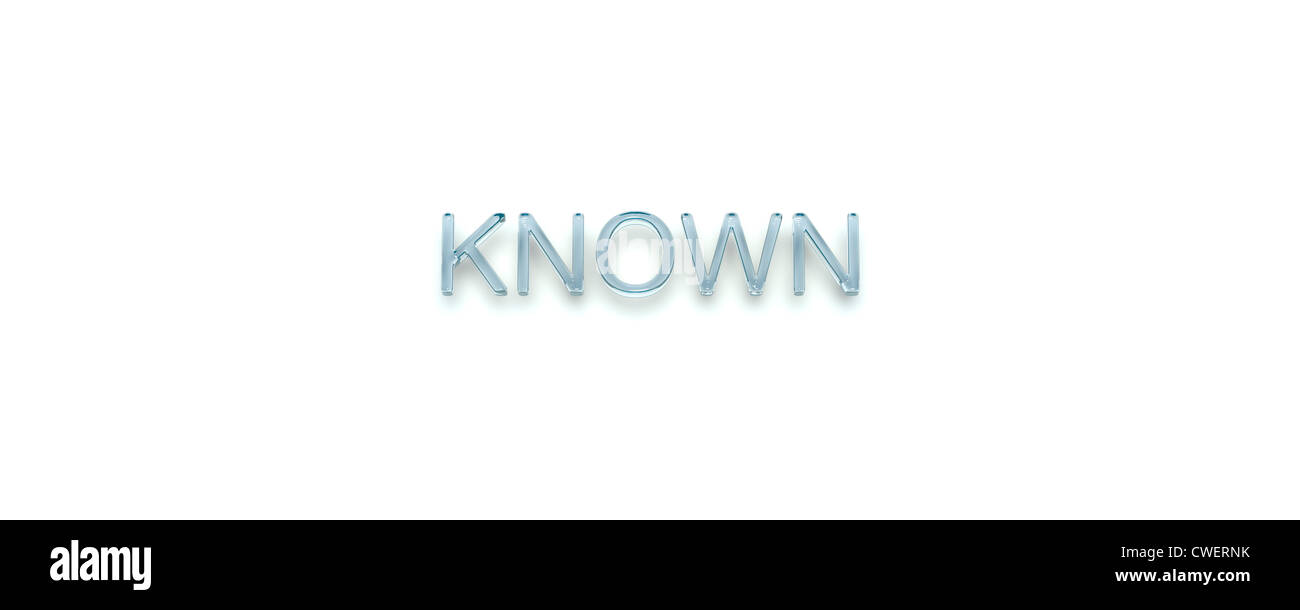 3D Key Word "KNOWN" Glass Style Stock Photo - Alamy