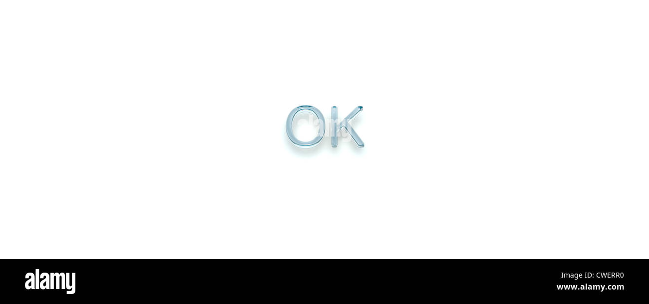 3D Key Word "OK" Glass Style Stock Photo - Alamy