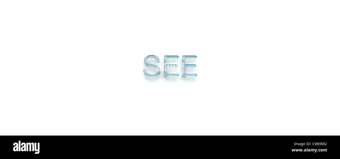 3D Key Word "SEE" Glass Style Stock Photo - Alamy