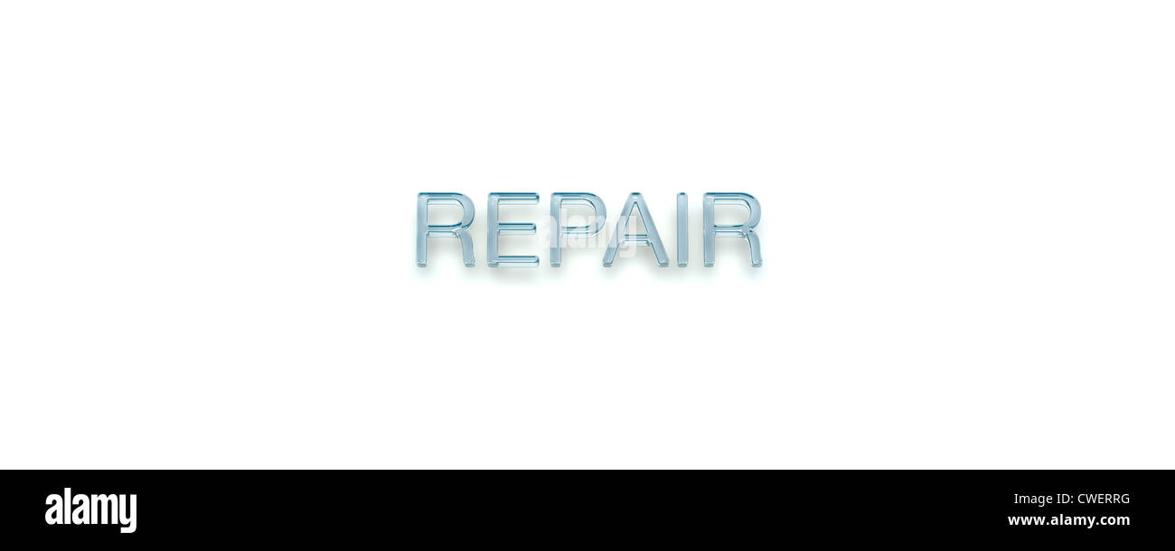 3D Key Word "REPAIR" Glass Style Stock Photo - Alamy