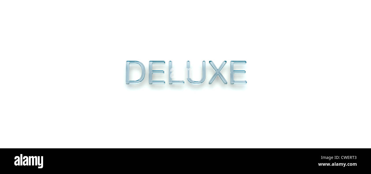 3D Key Word "DELUXE" Glass Style Stock Photo - Alamy