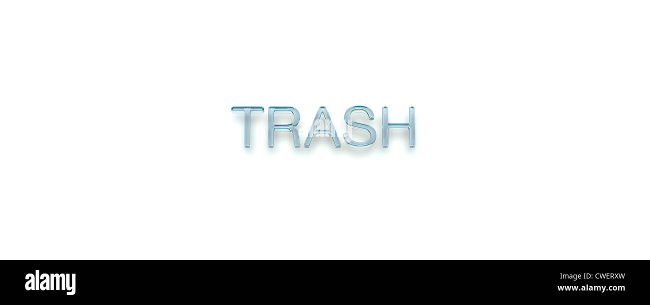 3D Key Word "TRASH" Glass Style Stock Photo - Alamy