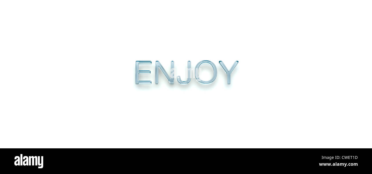 3D Key Word "ENJOY" Glass Style Stock Photo - Alamy
