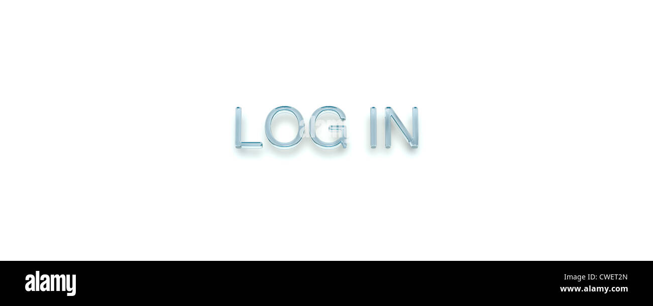 3D Key Word "LOG IN" Glass Style Stock Photo - Alamy