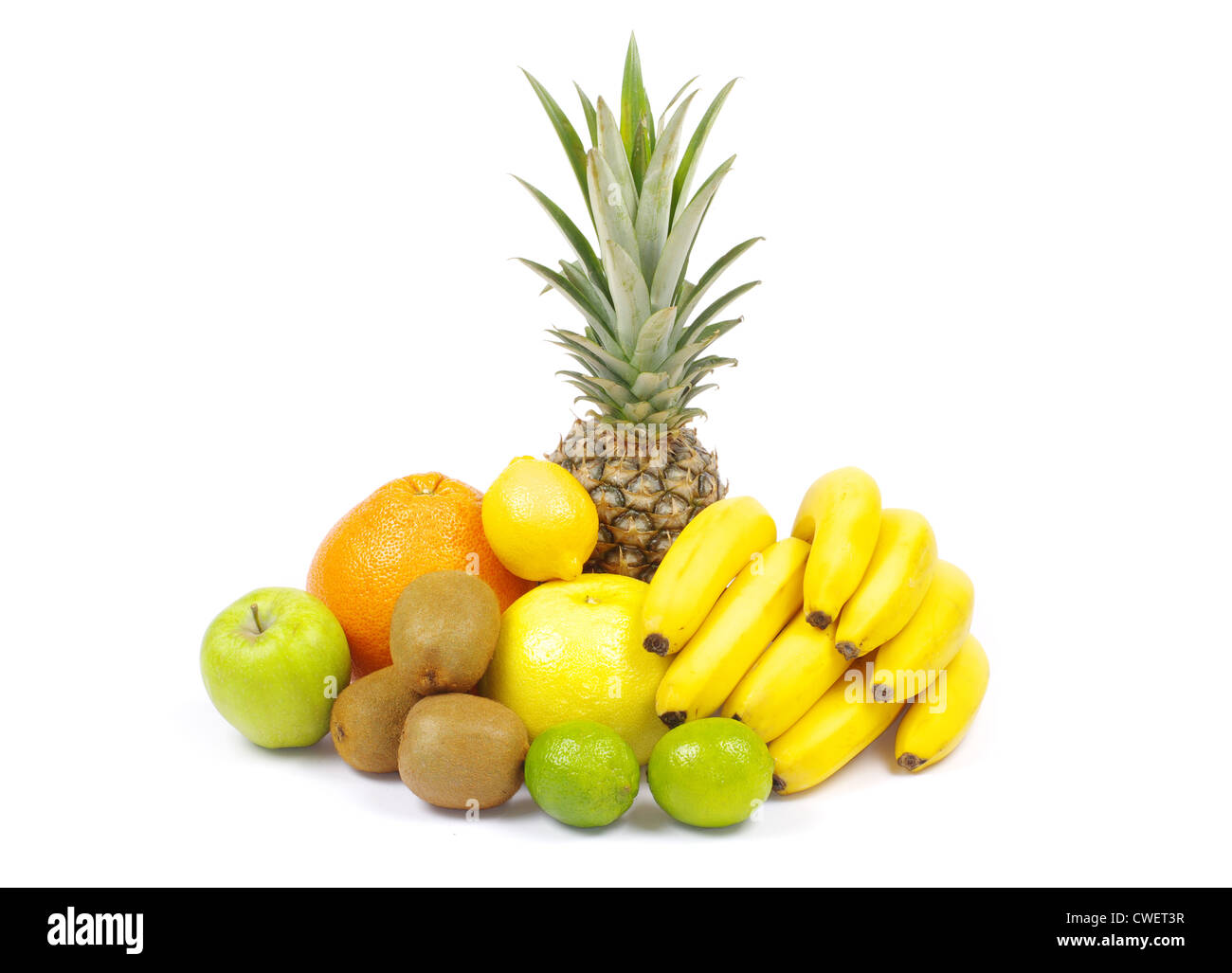 Composition with fruits isolated on white Stock Photo - Alamy
