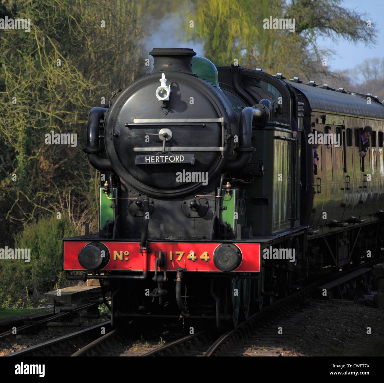 GNR Gresley N2 0-6-2 Tank Engine, No. 1744 arriving at Hampton Loade ...