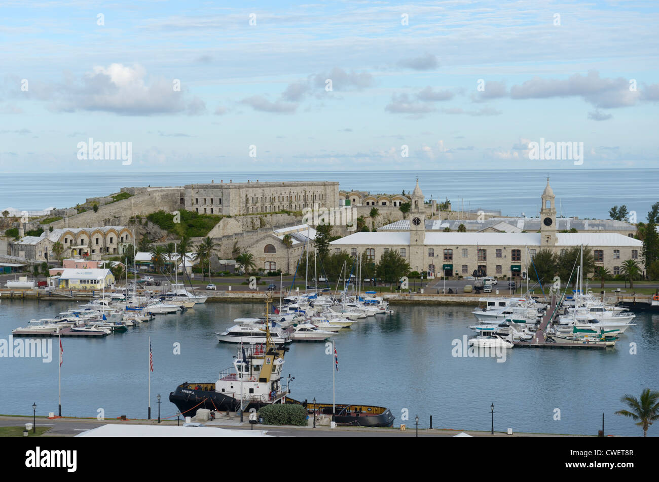Royal Navy Dockyard Marina, Bermuda, view from a cruise ship docked at ...