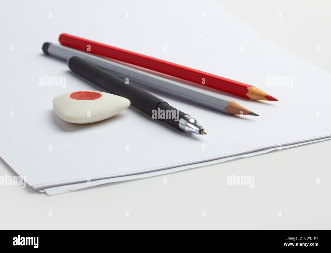 paper, pencil and pen Stock Photo - Alamy