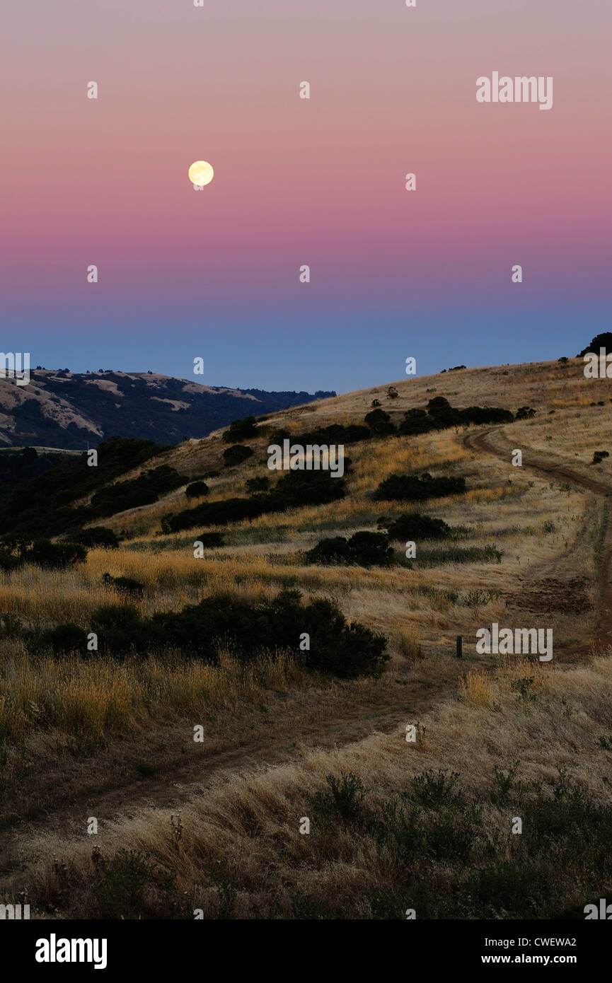 Moonrise, Russian Ridge Open Space Preserve, CA Stock Photo - Alamy