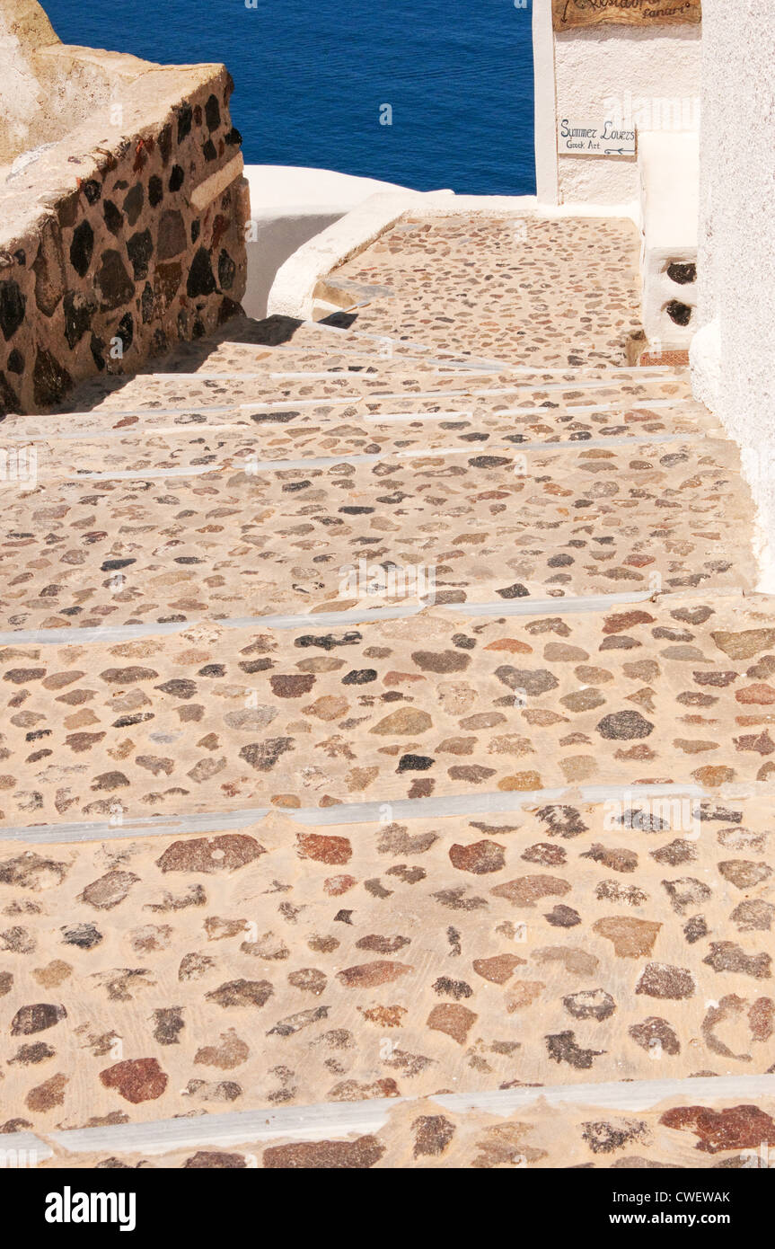 Stone stairway, Oia, Santorini, Greece Stock Photo - Alamy