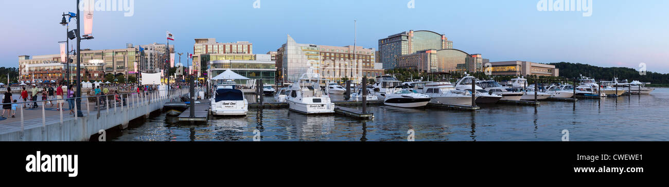 WASHINGTON DC - AUGUST 18: Tourists enjoy evening at National Harbor on ...