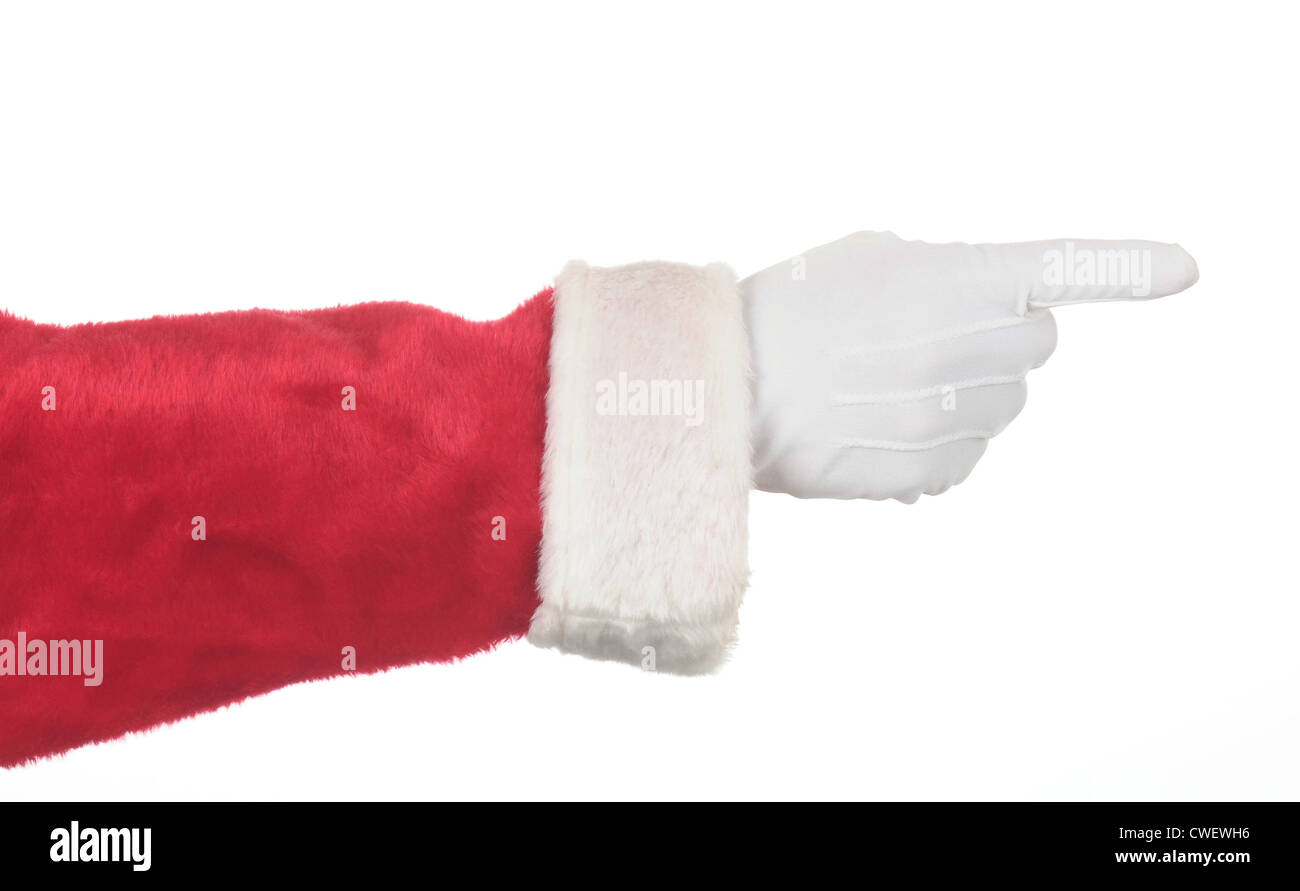 Santa Claus pointing his fingers isolated over white Stock Photo - Alamy