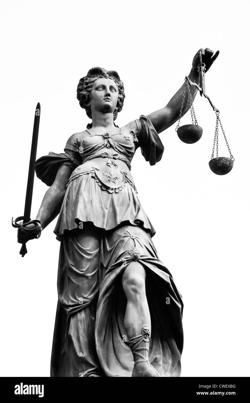 Lady Justice Statue Black And White