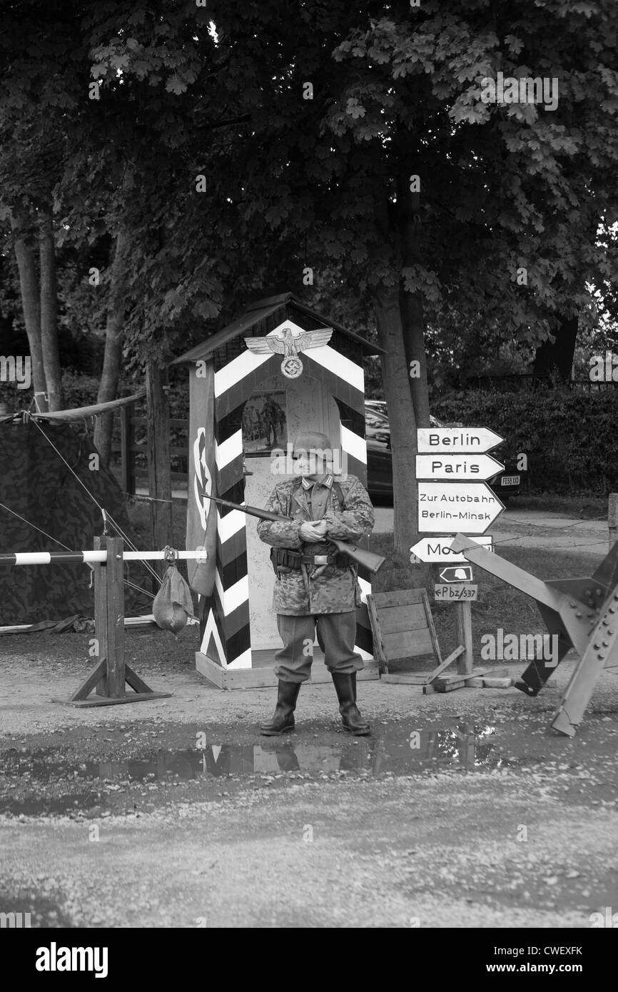 German soldier on guard at check point Stock Photo - Alamy
