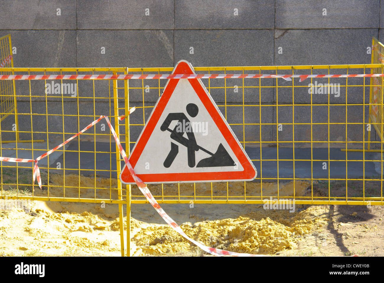 road works sign Stock Photo - Alamy