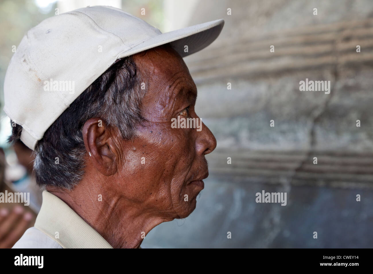Myanmar, Burma. Mingun, near Mandalay. Burmese Man Looking at the ...