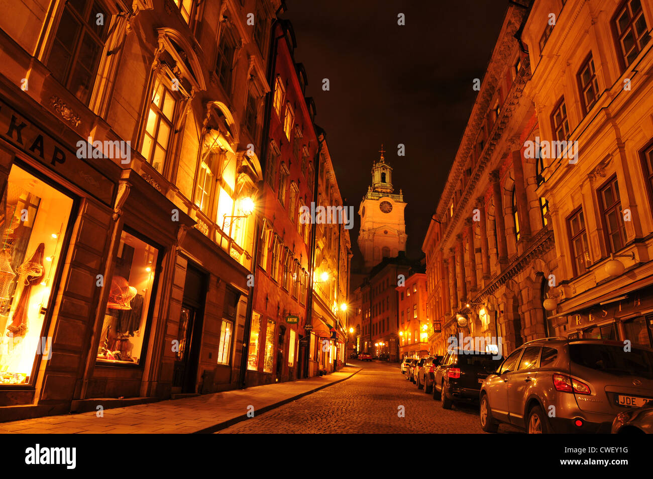 Night view of street in Stockholm, Sweden Stock Photo - Alamy