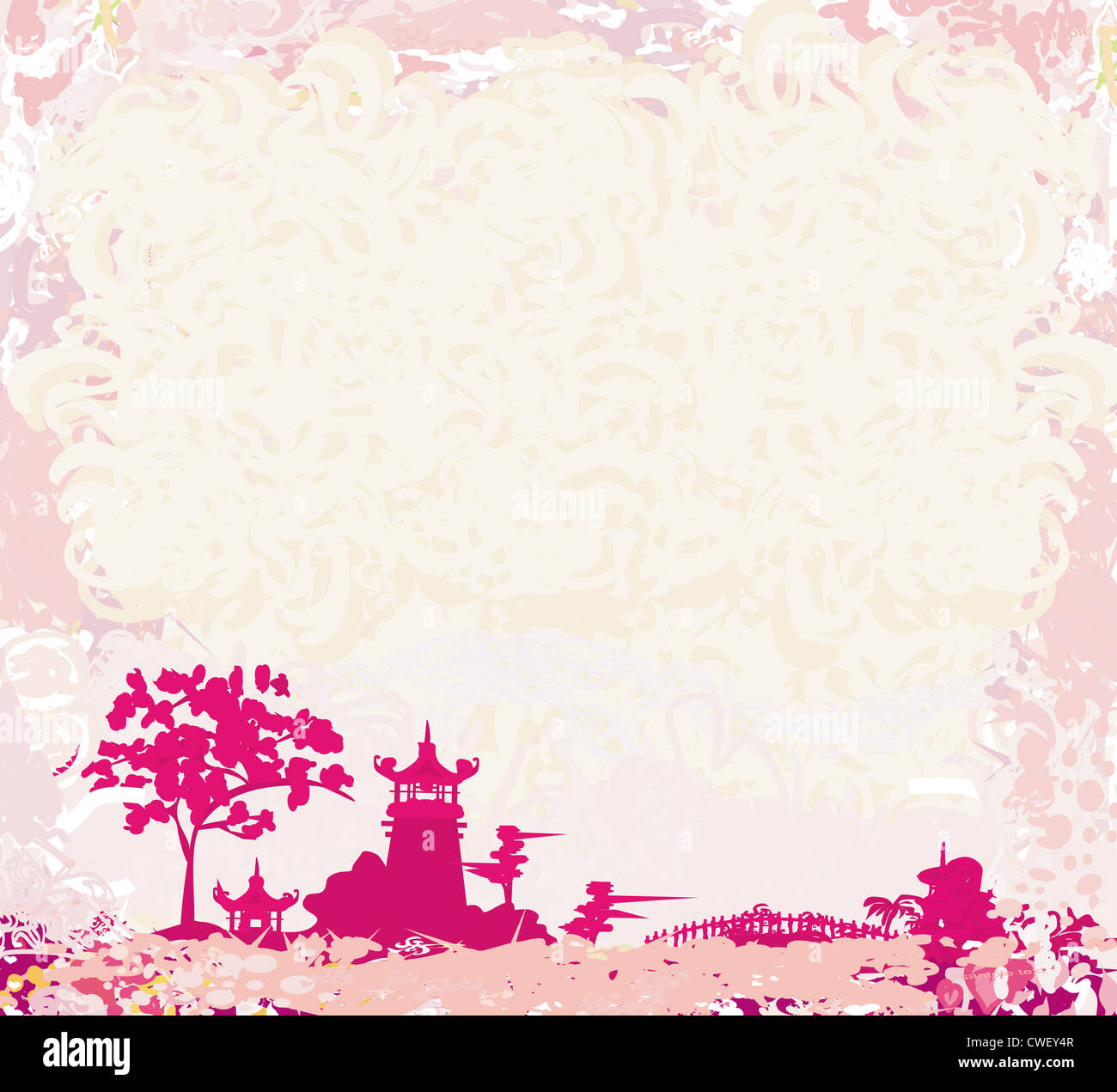 old paper with Asian Landscape Stock Photo - Alamy