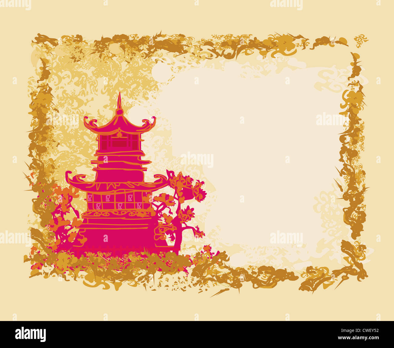 old paper with Asian Landscape Stock Photo - Alamy