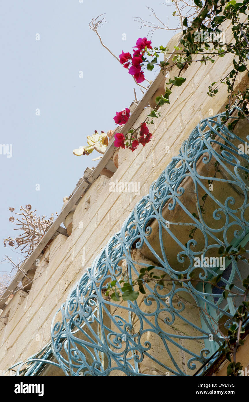 Tunisian foreshortening of a traditional building facade in medina of ...