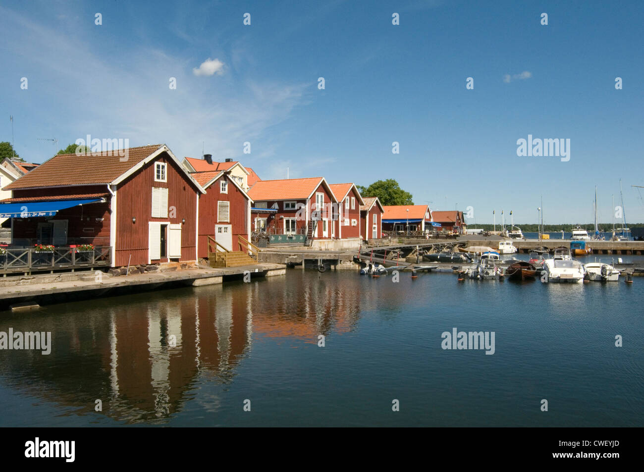 osthammar sweden harbor harbour summer red falun buildings paint summer ...