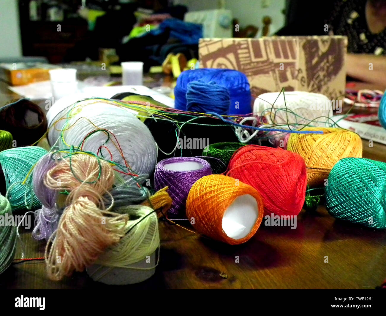 rolls of coloured threads Stock Photo - Alamy