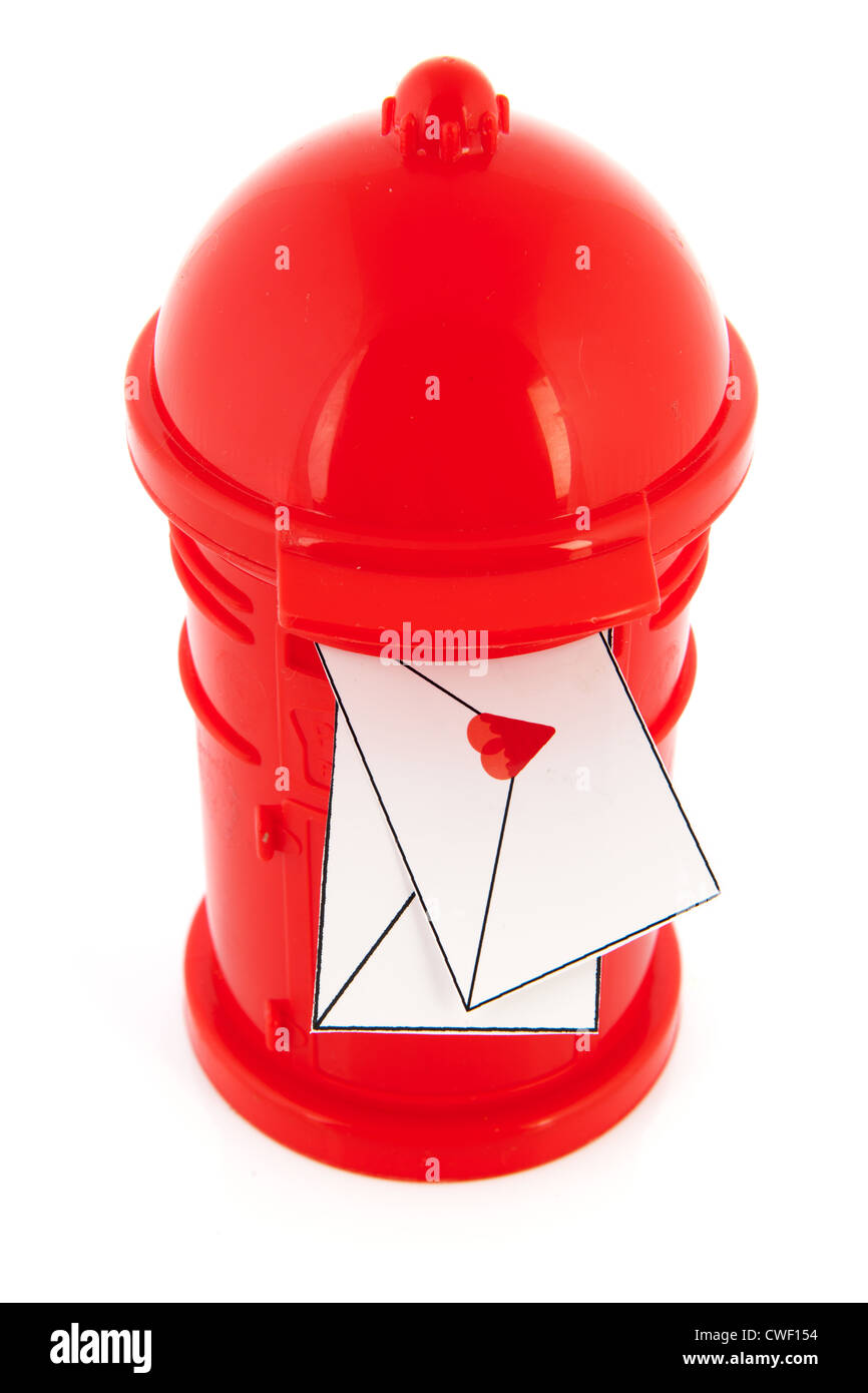 Love mail letters in red post box isolated over white background Stock ...